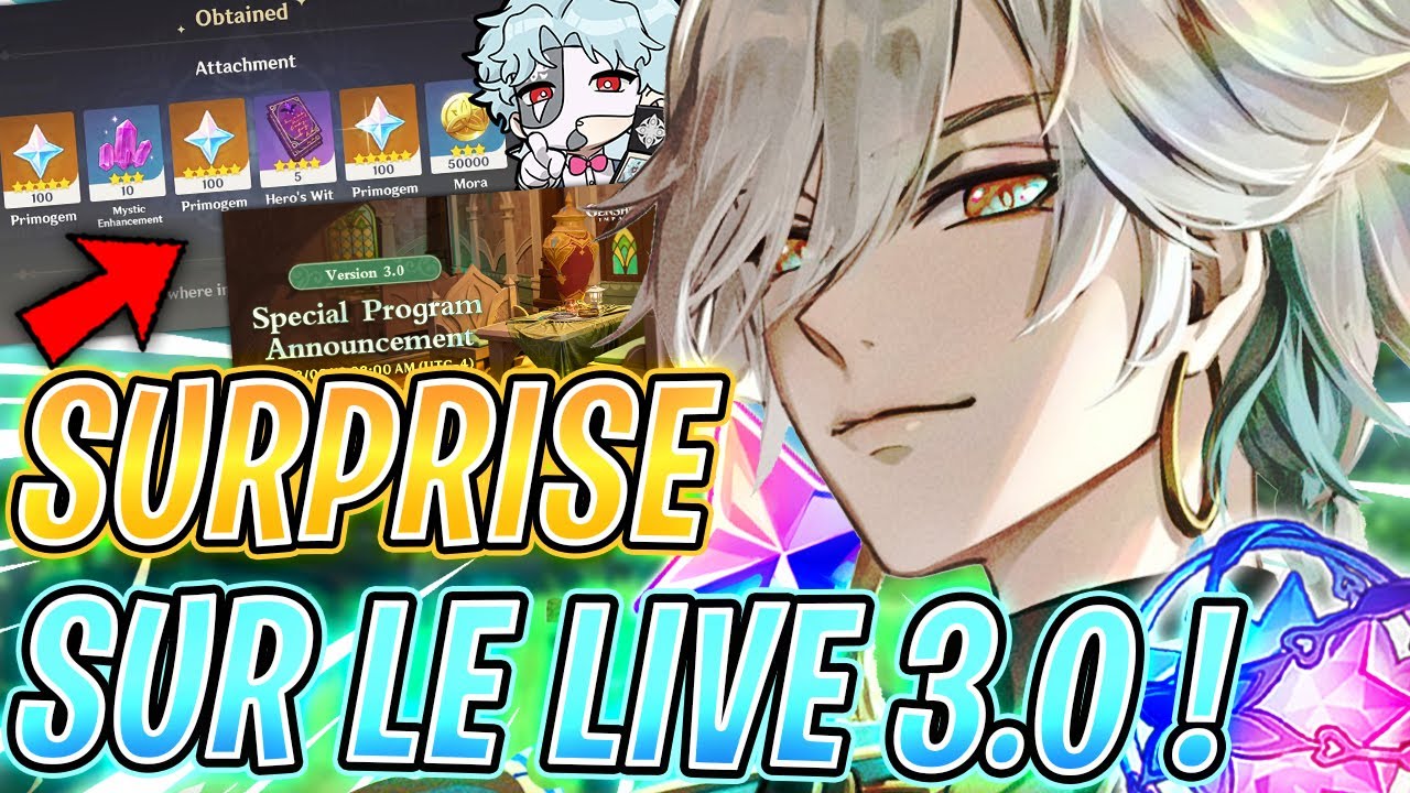 SURPRISE SUR LE LIVE MIHOYO DE LA 3.0 ! (+300 Primogems) GENSHIN IMPACT ...