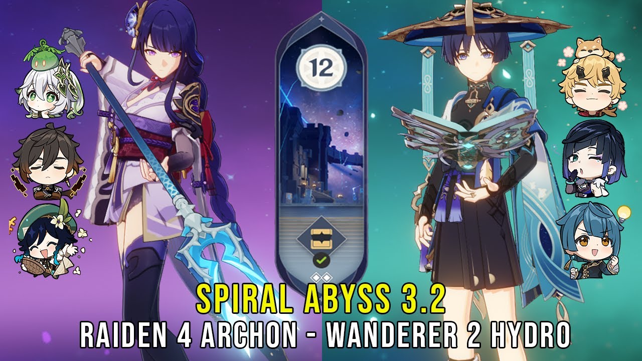 C0 Raiden 4 Archon and C0 Wanderer 2 Hydro - Genshin Impact Abyss 3.2 ...