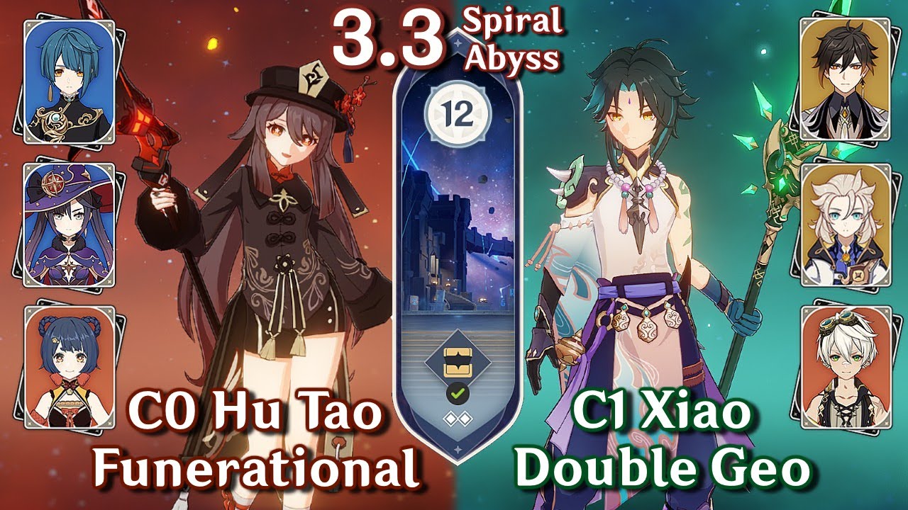 C0 Hutao Funerational & C1 Xiao Double Geo | Spiral Abyss 3.3 - Floor 12 - 9 Stars | Genshin ...