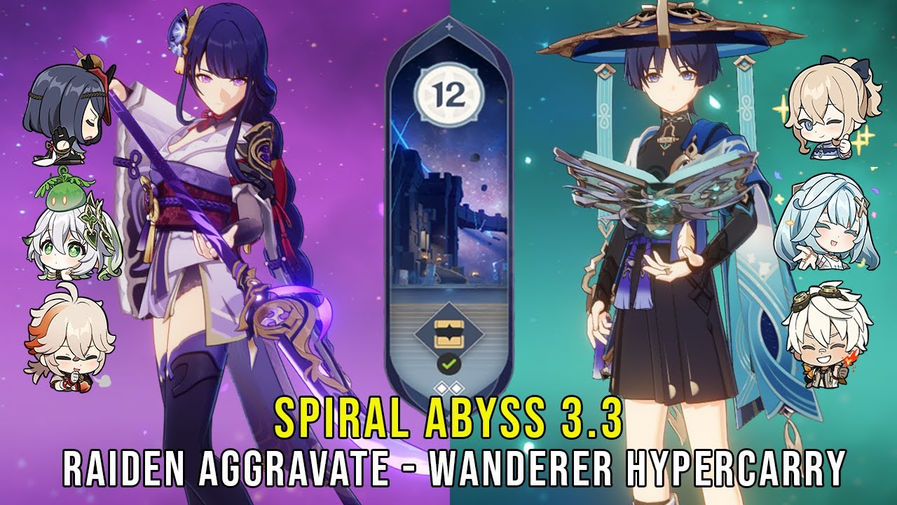 C0 Raiden Aggravate and C1 Wanderer Hypercarry - Genshin Impact Abyss 3 ...