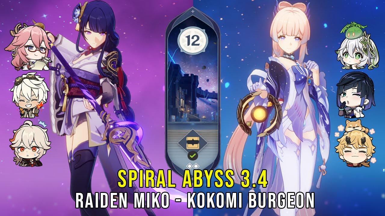 C0 Raiden x Yae Miko and C0 Kokomi Burgeon - Genshin Impact Abyss 3.4 - Floor 12 9 Stars ...