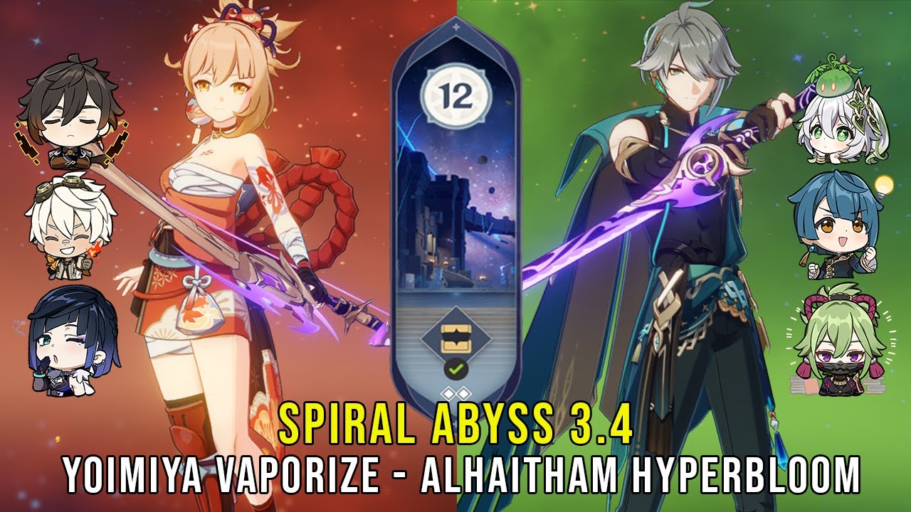 C0 Yoimiya Vaporize and C0 Alhaitham Hyperbloom - Genshin Impact Abyss 3.4 - Floor 12 9 Stars ...
