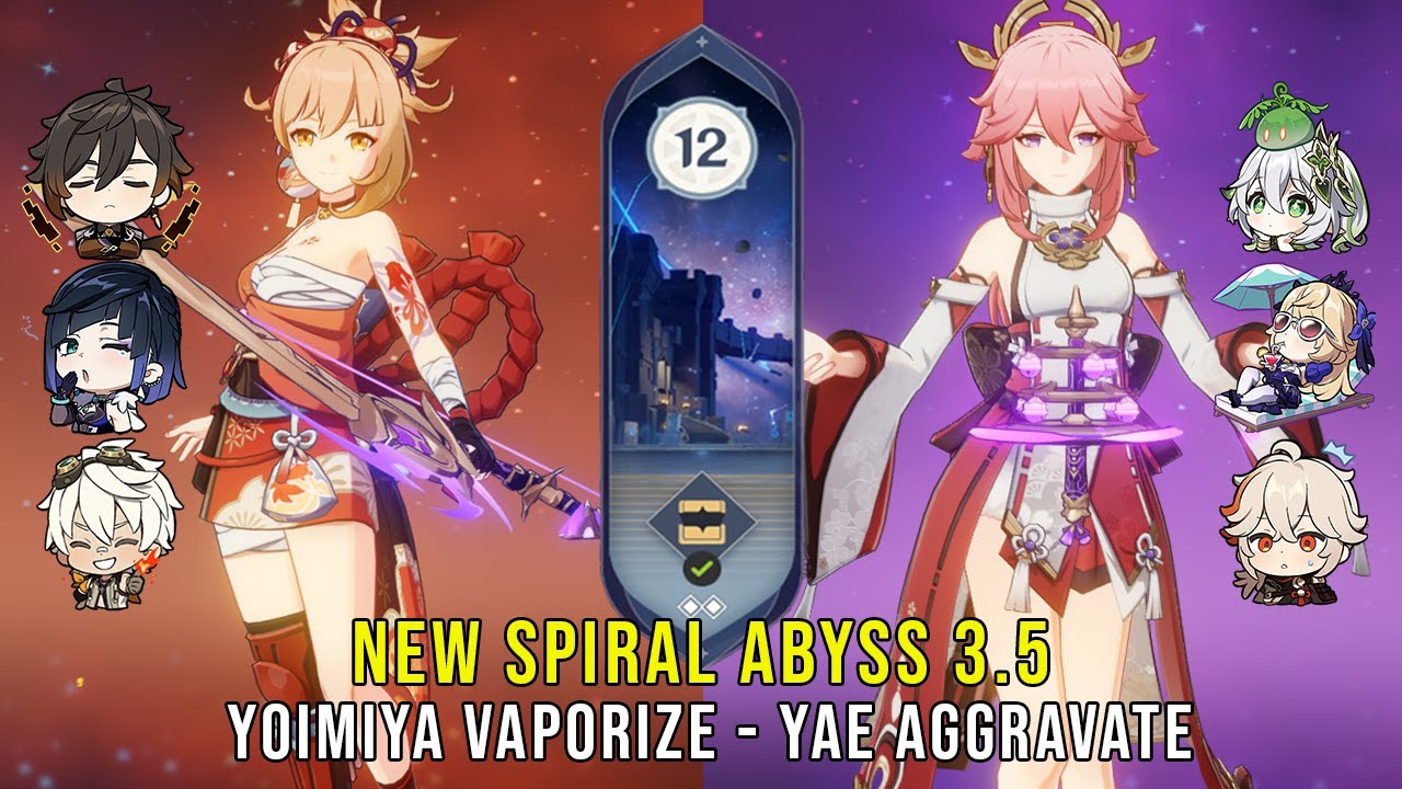 C0 Yoimiya Vaporize and C0 Yae Aggravate - NEW Genshin Impact Abyss 3.5 - Floor 12 9 Stars ...