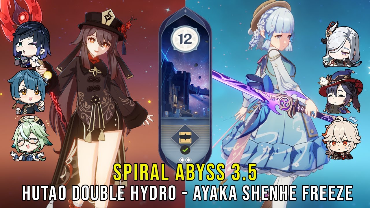 C1 Hutao Double Hydro and C0 Ayaka Shenhe Freeze - Genshin Impact Abyss 3.5 - Floor 12 9 Stars ...