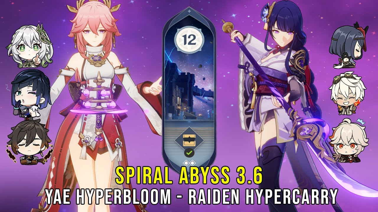 C0 Yae Hyperbloom and C0 Raiden Hypercarry - Genshin Impact Abyss 3.6 - Floor 12 9 Stars ...