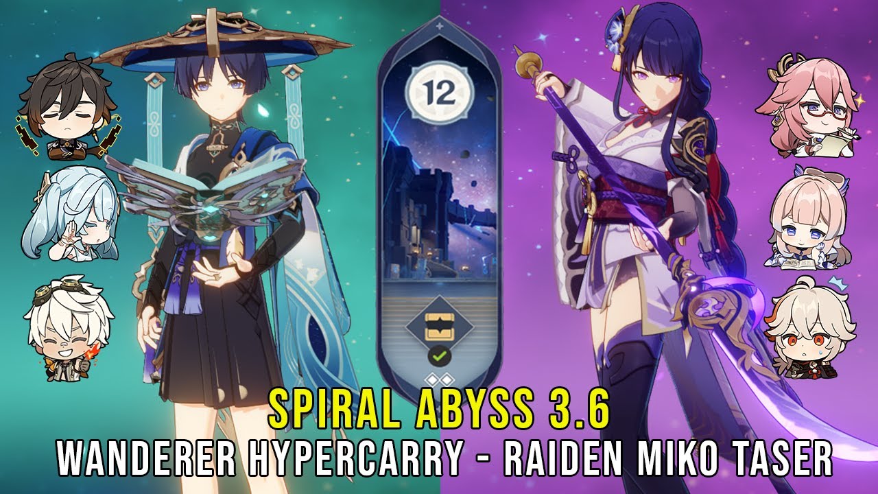 C1 Wanderer Hypercarry and C0 Raiden Miko Taser - Genshin Impact Abyss 3.6 - Floor 12 9 Stars ...