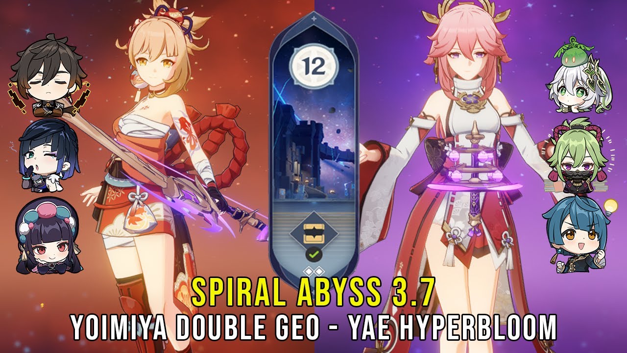 C0 Yoimiya Double Geo and C0 Yae Hyperbloom - Genshin Impact Abyss 3.7 - Floor 12 9 Stars ...