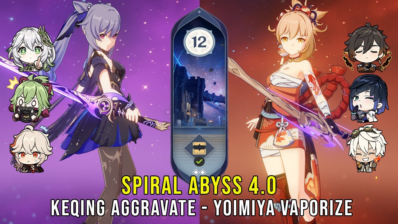 C2 Keqing Aggravate and C0 Yoimiya Vaporize - Genshin Impact Abyss 4.0 ...