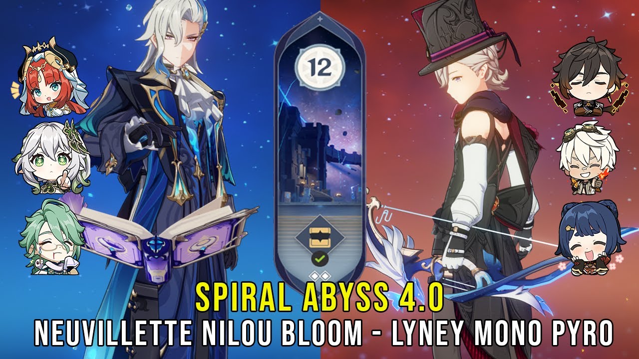 C0 Neuvillette Nilou Bloom and C0 Lyney Mono Pyro - Genshin Impact Abyss 4.0 - Floor 12 9 Stars ...