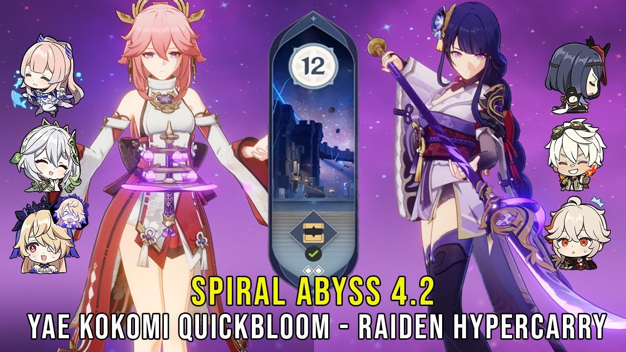 C0 Yae Kokomi Quickbloom and C0 Raiden Hypercarry - Genshin Impact Abyss 4.2 - Floor 12 9 Stars ...