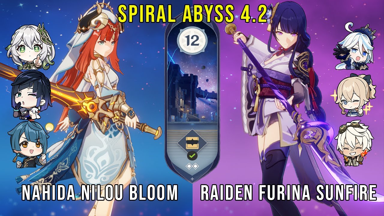 C0 Nahida Nilou Bloom and C0 Raiden Furina Sunfire - Genshin Impact Abyss 4.2 - Floor 12 9 Stars ...