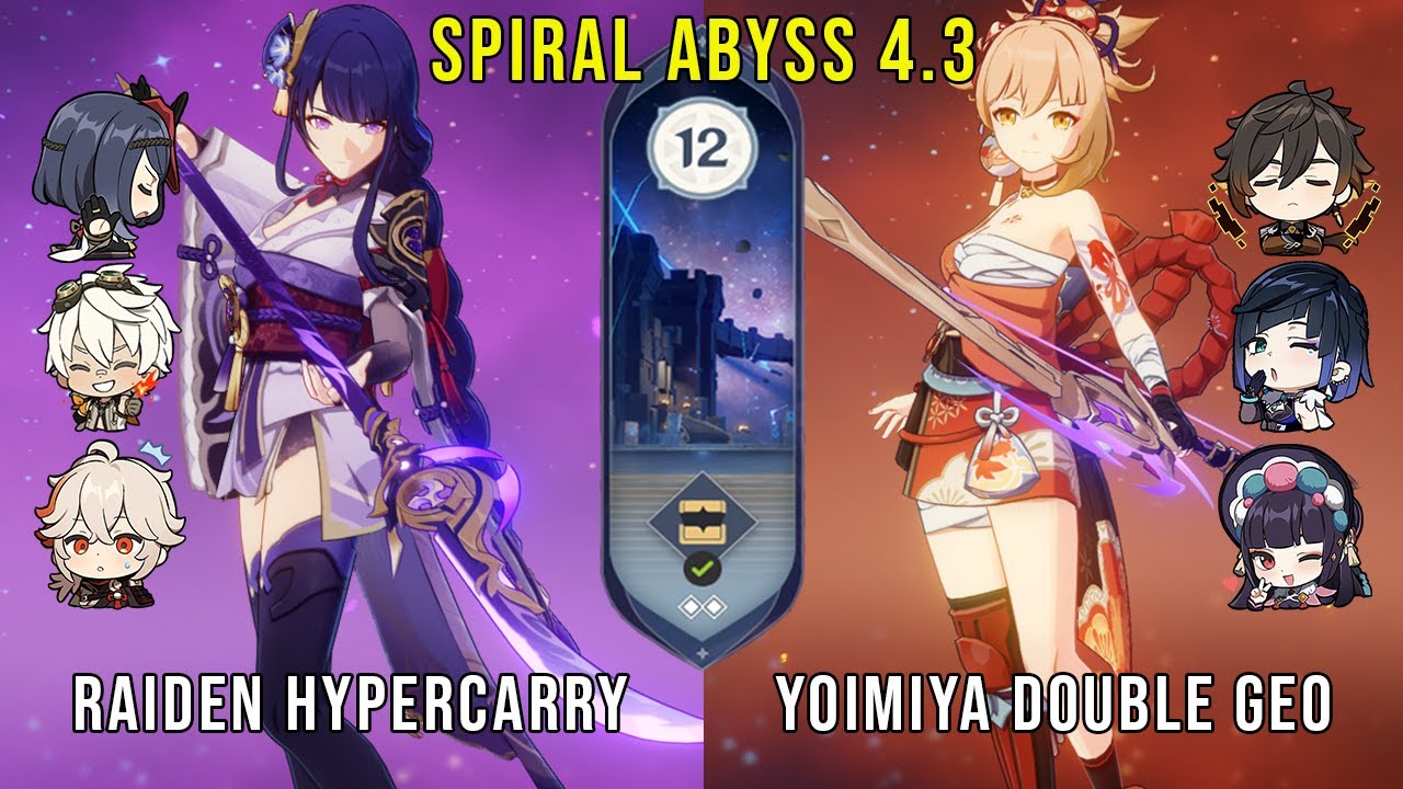 C0 Raiden Hypercarry and C0 Yoimiya Double Geo - Genshin Impact Abyss 4.3 - Floor 12 9 Stars ...