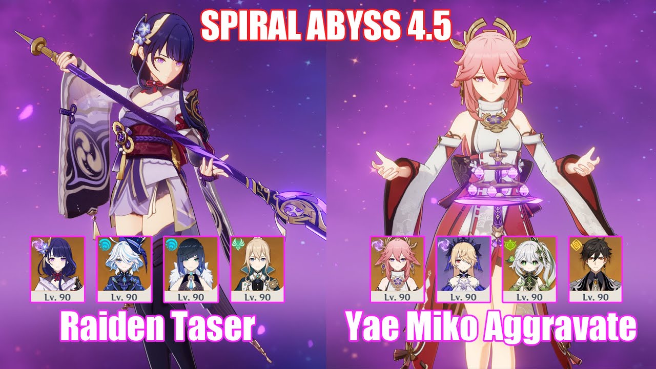 C0 Raiden Taser & C0 Yae Miko Aggravate | Spiral Abyss 4.5 | Genshin Impact - Genshin Impact videos