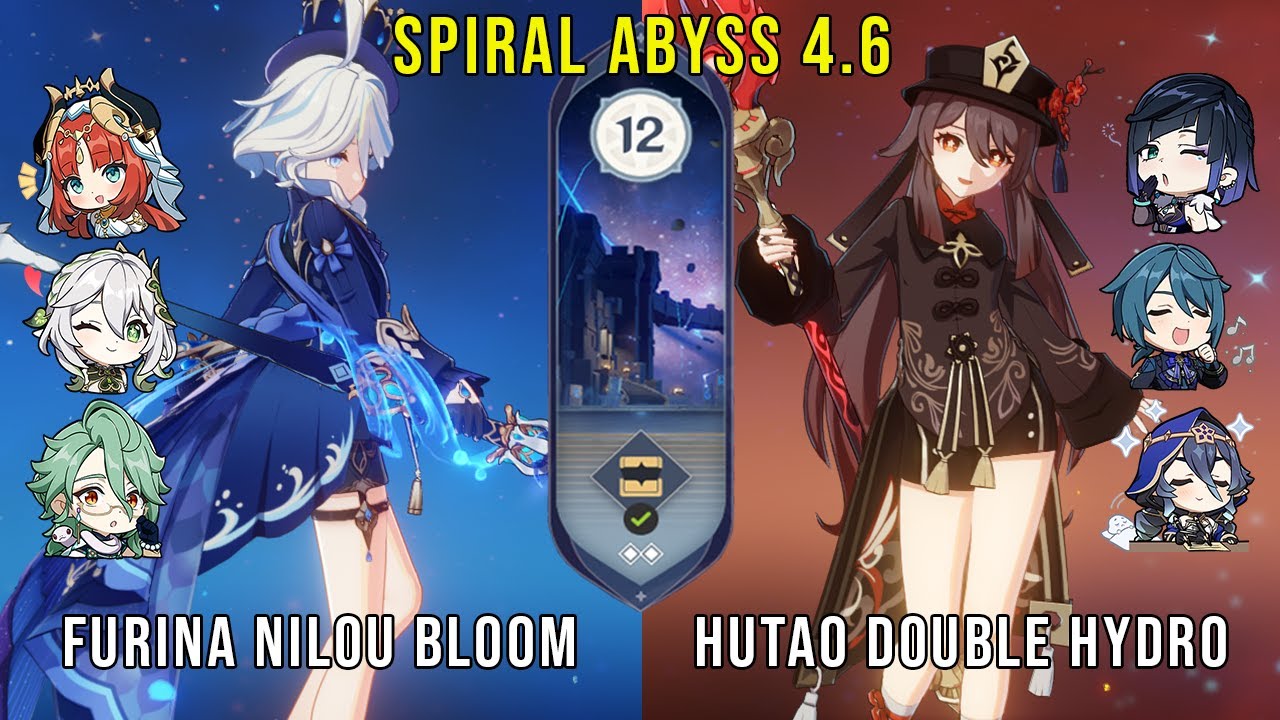 C0 Furina Nilou Bloom and C1 Hutao Double Hydro | Genshin Impact Abyss 4.6 Floor 12 9 Stars ...