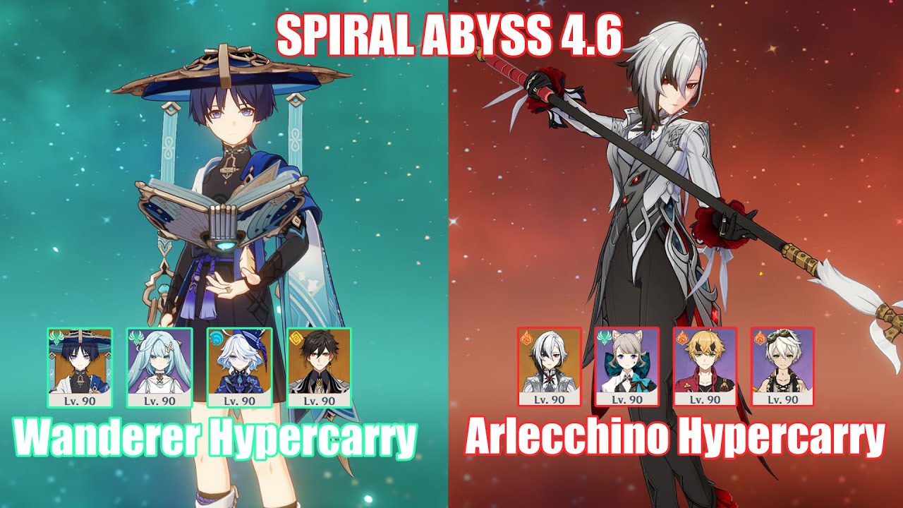 C0 Wanderer Hypercarry & C0 Arlecchino Hypercarry | Spiral Abyss 4.6 ...