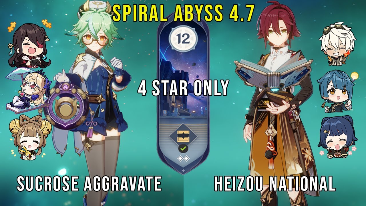 Sucrose Aggravate and Heizou National | Genshin Impact Abyss 4.7 Floor ...