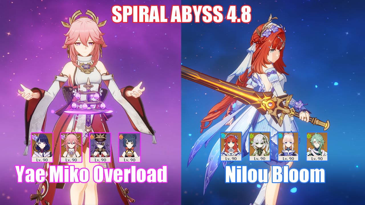 C0 Yae Miko Overload & C0 Nilou Bloom | Spiral Abyss 4.8 | Genshin ...