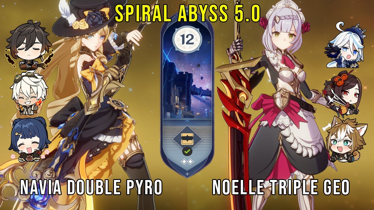 C0 Navia Double Pyro and C6 Noelle Triple Geo | Genshin Impact Abyss 5.0 Floor 12 9 Stars ...