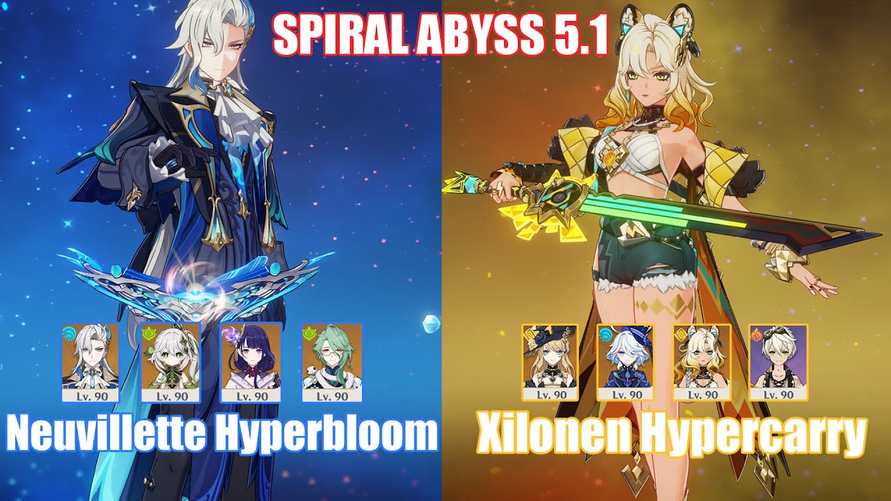 C1 Neuvillette Hyperbloom & C0 Xilonen Navia Hypercarry | Spiral Abyss ...