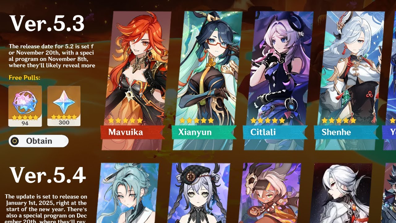 NEW UPDATE! FIRST INFO ON 5.3 BANNERS! CONFIRMED MAVUIKA AND CITLALI ...
